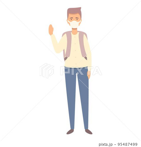 Covid distance icon cartoon vector. Child mask....のイラスト素材 [95487499 ...