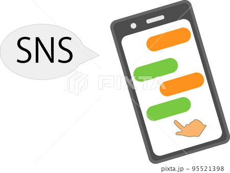 スマホでSNSのイラスト のイラスト素材 [95521398] - PIXTA