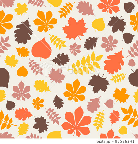 Seamless pattern with leaves. Autumn design....のイラスト素材 [95526341] - PIXTA