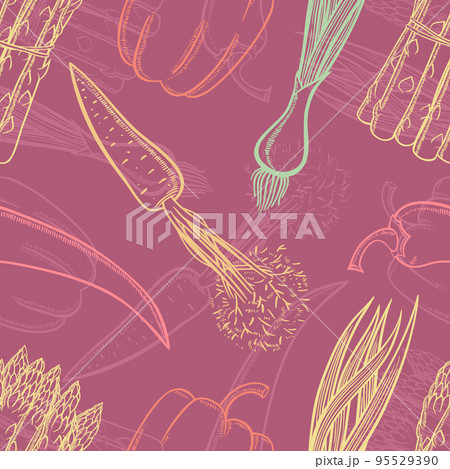 background with vegetables - 2のイラスト素材 [95529390] - PIXTA