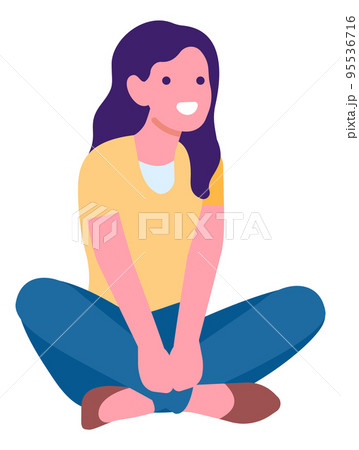 Cartoon female character. Active woman in...のイラスト素材 [95536716] - PIXTA