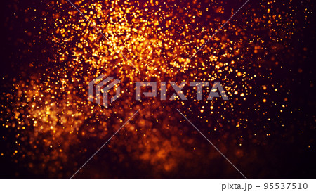 Golden red glow particles flicker and float in...のイラスト素材 [95537510] - PIXTA