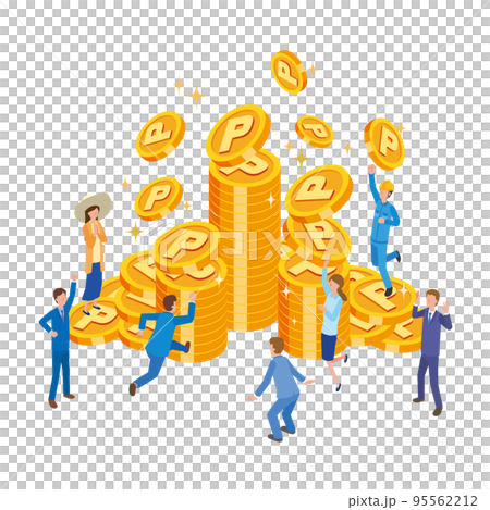 People happy with point campaign - Stock Illustration [95562212] - PIXTA