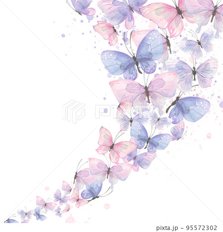 Fluttering butterflies in a whirlwind. Delicate...のイラスト素材 [95572302 ...