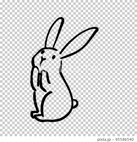 A cute rabbit looking up Simple monochrome... - Stock Illustration ...