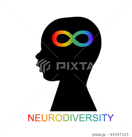 Child head profile with rainbow infinity symbolのイラスト素材 [95597525] - PIXTA