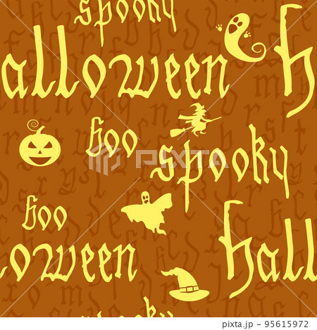 Seamless Pattern Happy Halloween with text,...のイラスト素材 [95615972] - PIXTA