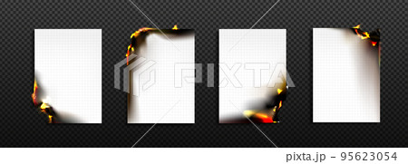 Burn paper with fire, burning notebook pages setのイラスト素材 [95623054] - PIXTA
