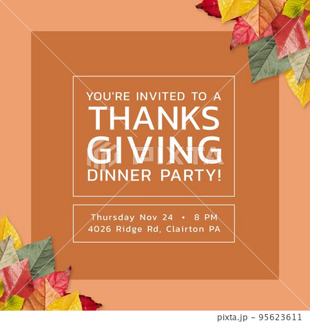 Composition of thanksgiving dinner text over...のイラスト素材 [95623611] - PIXTA