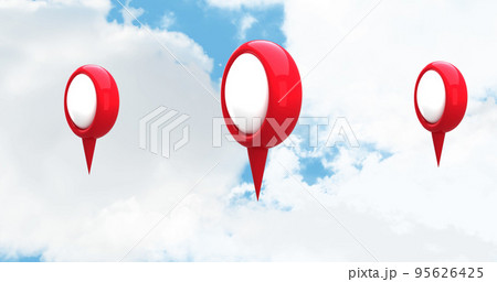 Image of destination symbols over sky with cloudsのイラスト素材 [95626425] - PIXTA