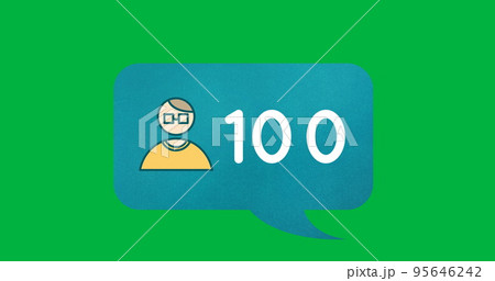 Image of 100 users on green backgroundのイラスト素材 [95646242] - PIXTA
