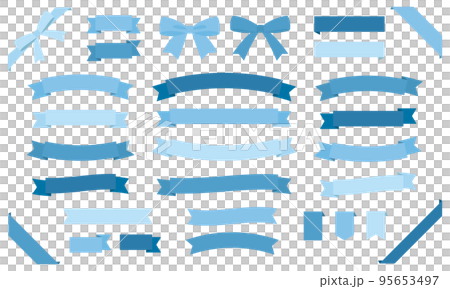 Illustration set of blue and light blue ribbons - Stock Illustration ...