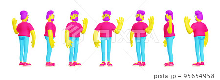 3D render, male character model turnaround sheetのイラスト素材 [95654958] - PIXTA