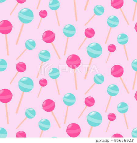 Cute seamless pattern with lollipops chupa-chups. のイラスト素材 [95656922 ...