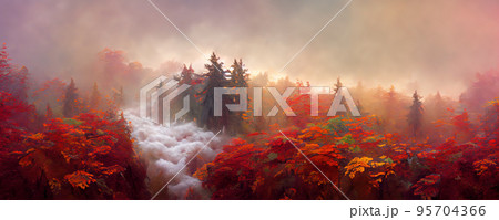 Autumn magical forest backgroundのイラスト素材 [95704366] - PIXTA