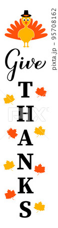Give Thanks vertical signs. Thanksgiving Day...のイラスト素材 [95708162] - PIXTA