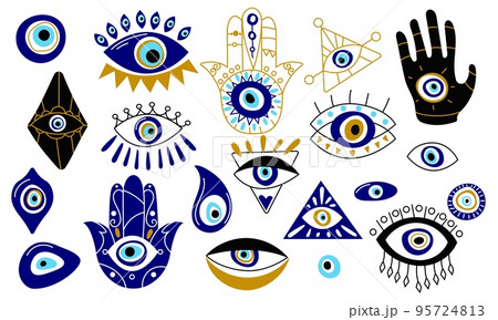 Doodle evil eye. Cartoon traditional Turkish...のイラスト素材 [95724813] - PIXTA