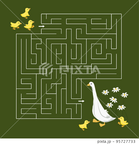 Children's labyrinth with animals, cute goose...のイラスト素材 [95727733] - PIXTA