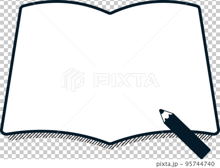 Stationery frame book notebook pencil pen study... - Stock Illustration ...