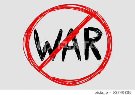 Hand-drawn crossed out word war. Sign of peaceのイラスト素材 [95749886] - PIXTA