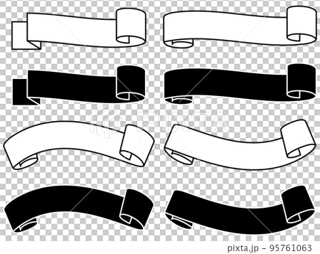 Set of 8 types of monotone spinning ribbons... - Stock Illustration ...