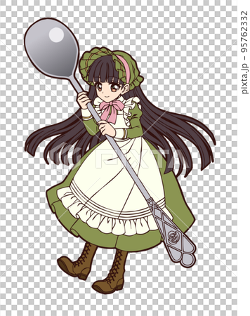Anime style illustration of a little girl... - Stock Illustration ...