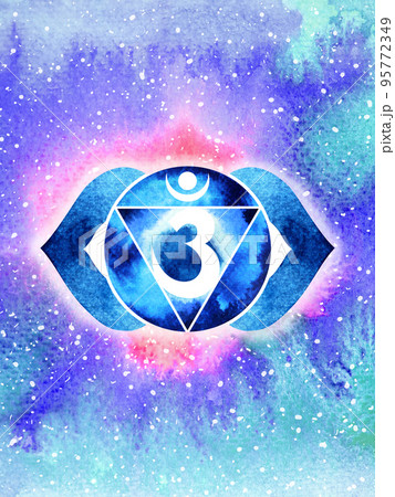Ajna Third Eye Chakra indigo blue color logo...のイラスト素材 [95772349] - PIXTA