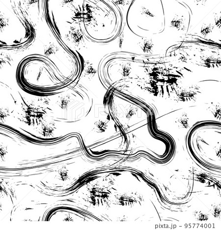 Black paint brush strokes vector seamless...のイラスト素材 [95774001] - PIXTA
