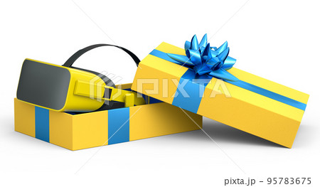 Gift boxes with VR Headset, ribbon and bow on...のイラスト素材 [95783675] - PIXTA