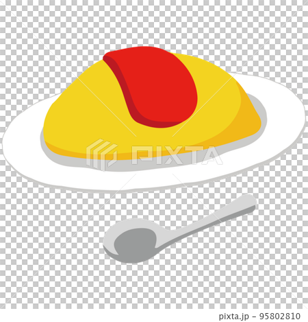 Old-fashioned omelet and spoon on a plate - Stock Illustration ...