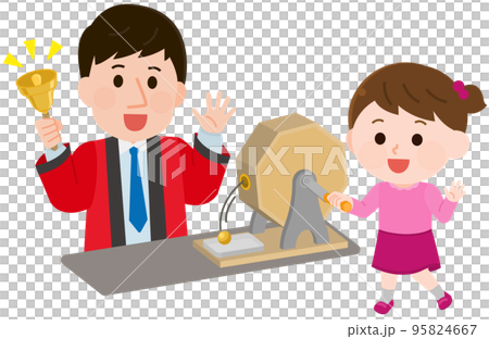 A girl spinning a rattle Staff celebrating... - Stock Illustration ...
