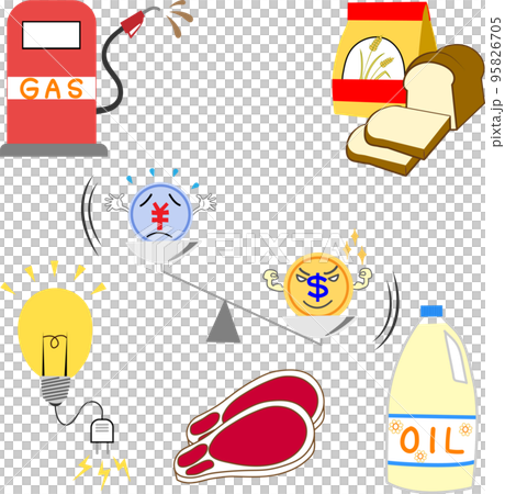 円安ドル高と物価高のイラスト素材 [95826705] - PIXTA