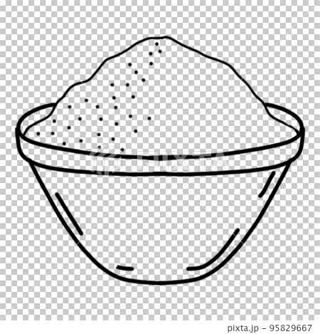 Hand drawn sketch of bowl with flour. Line...のイラスト素材 [95829667] - PIXTA