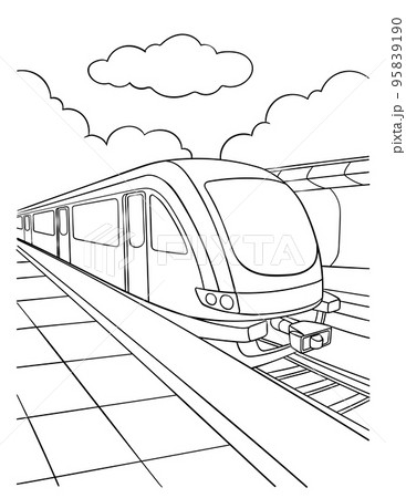 Train Coloring Page for Kidsのイラスト素材 [95839190] - PIXTA