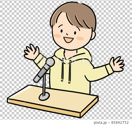 man giving a speech on stage - Stock Illustration [95842752] - PIXTA