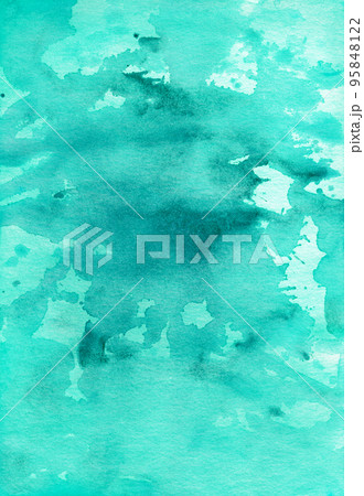 Watercolor deep turquoise splash background...のイラスト素材 [95848122] - PIXTA