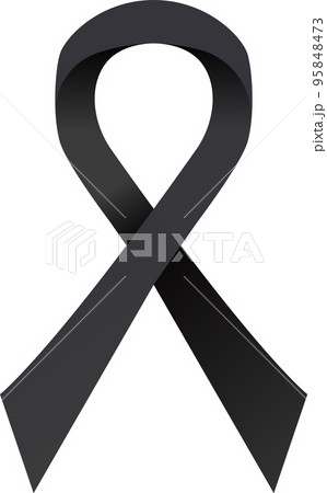 Black Support Ribbon. sign of mourning or...のイラスト素材 [95848473] - PIXTA