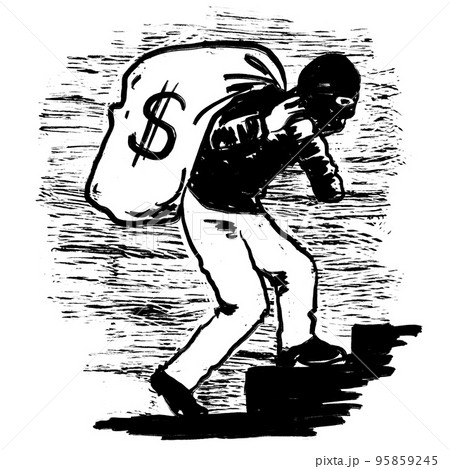 Man robber thrief burglar with money sack,...のイラスト素材 [95859245] - PIXTA