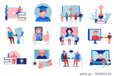 Online Education Flat Setのイラスト素材 [95860310] - PIXTA