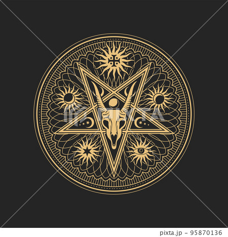 Occult esoteric pentagram sign with goat skull...のイラスト素材 [95870136] - PIXTA