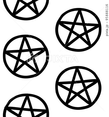 Vector seamless pattern of hand drawn pentagramのイラスト素材 [95888116] - PIXTA