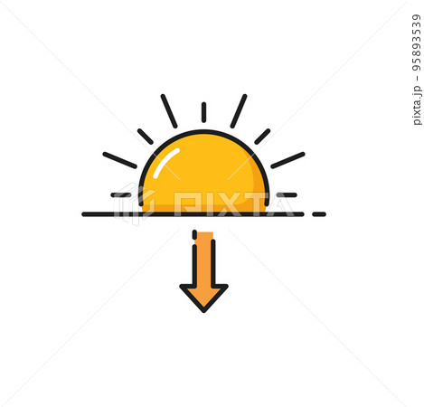 Sunset, weather forecast sun icon, color...のイラスト素材 [95893539] - PIXTA