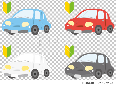 Beginner mark and car illustration set - Stock Illustration [95897698 ...