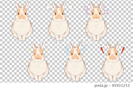 Brown broken rabbit facial expression... - Stock Illustration [95931253 ...