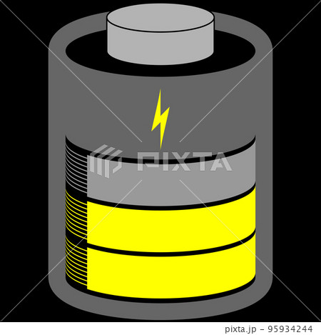Battery cell medium loaded with yellow status barのイラスト素材 [95934244] - PIXTA