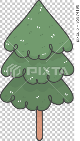 Cute cartoon decorated christmas pine tree...のイラスト素材 [95974199] - PIXTA