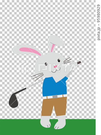Rabbit making a golf swing - Stock Illustration [95980929] - PIXTA