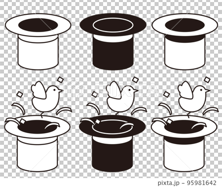 A magic dove coming out of a top hat Monochrome... - Stock Illustration ...