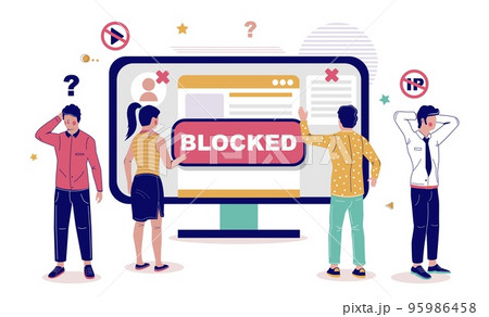 Web site ip blocked flat vector illustrationのイラスト素材 [95986458] - PIXTA