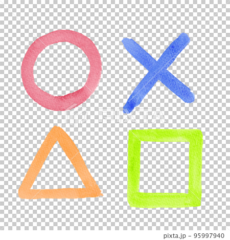 Draw with hand-painted watercolor Circle, X,... - Stock Illustration ...